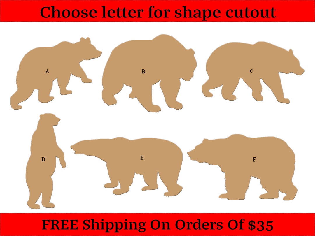 Brown Bear, Cub, Baby Bear, Black Bear, Polar Bear Themed Wood Cutout ...