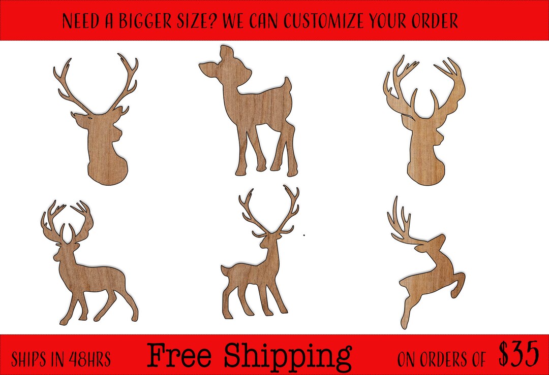Deers Bucks Fawns Unfinished Wood Cutouts Shapes Large & Small Sizes - Etsy