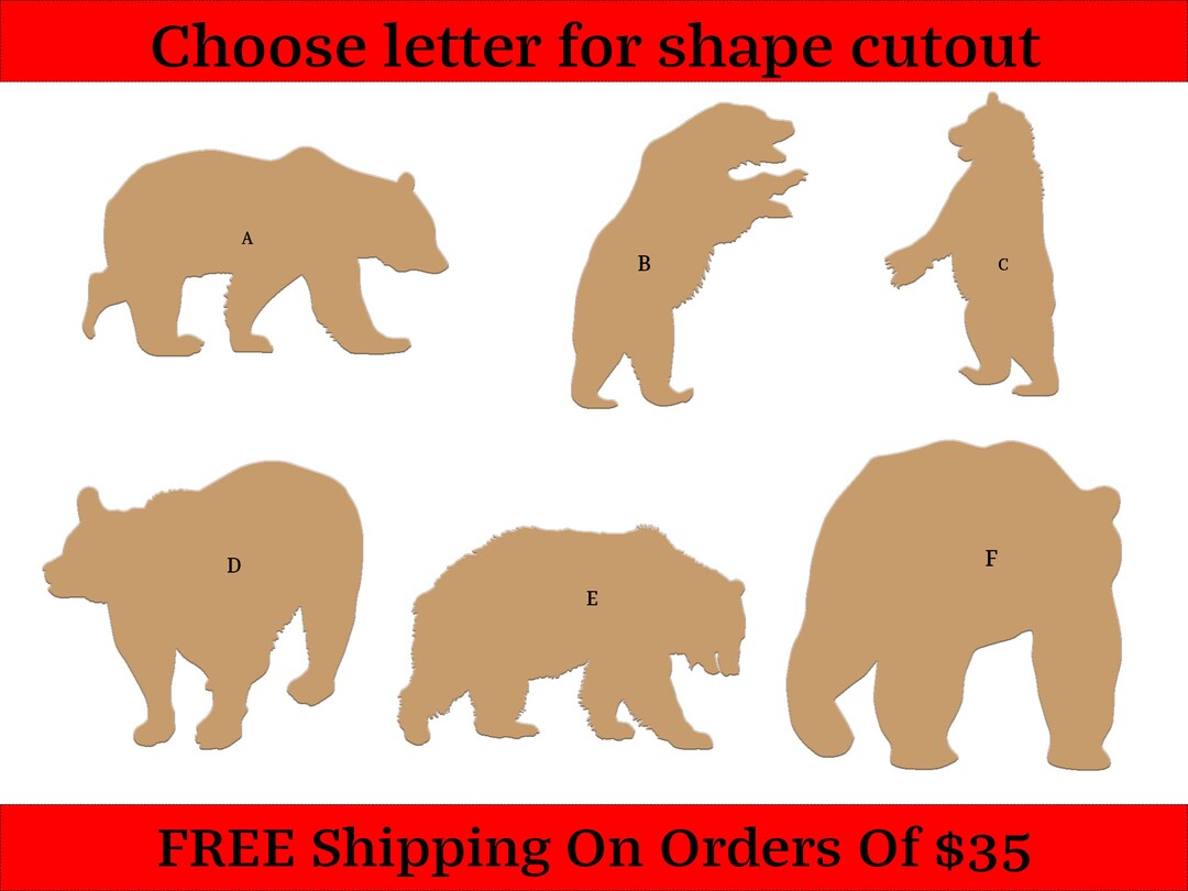 Brown Bear, Cub, Baby Bear, Black Bear, Polar Bear Themed Wood Cutout ...