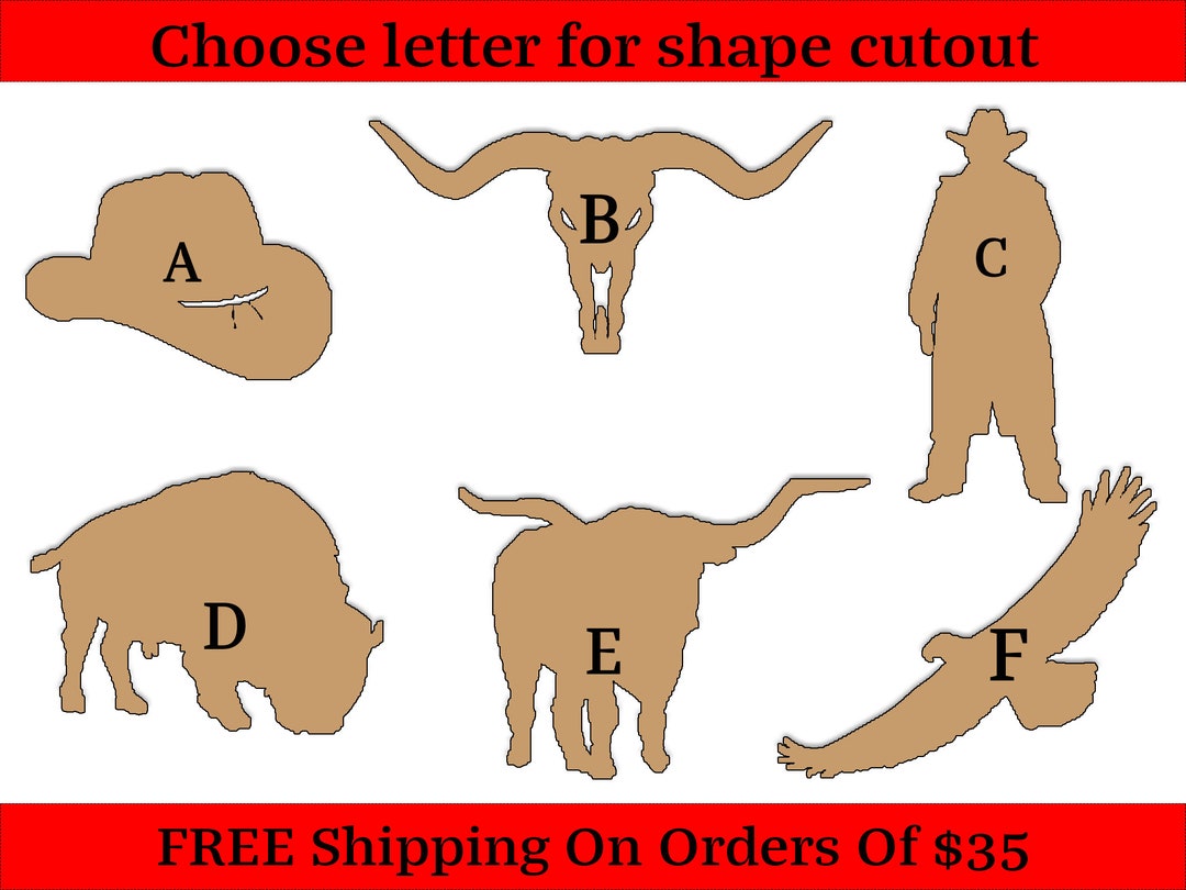 Cowboy & Cowgirl Themed Wood Cutout Shapes and Silhouettes Large ...