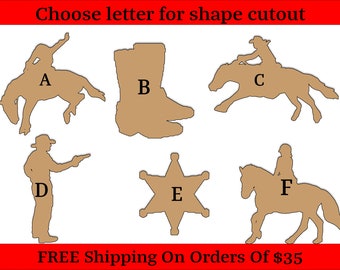 Cowboy & Cowgirl Themed Wood Cutout Shapes and Silhouettes | Etsy