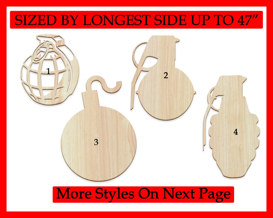 Unfinished Wooden Bomb Shape Grenade Silhouette TNT - Etsy