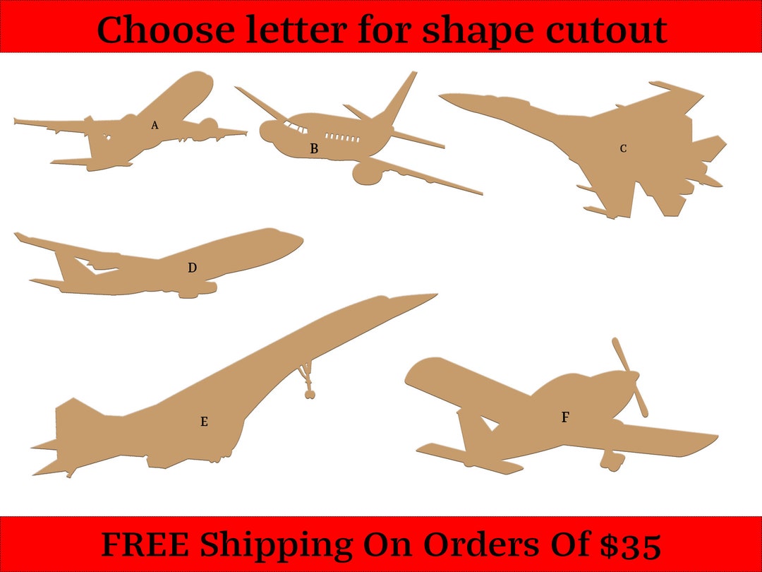 Airplane Aircraft Aeroplane Unfinished Wood Cutouts Shapes Large ...