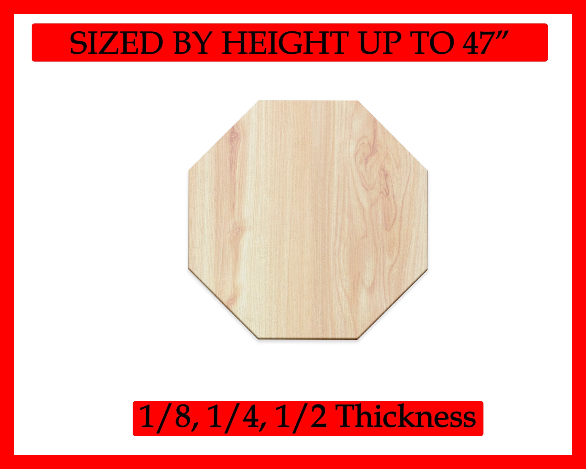 Unfinished Wood Octagon Shape Wood Round Birch DIY Craft Blank 1/8, 1/4 ...