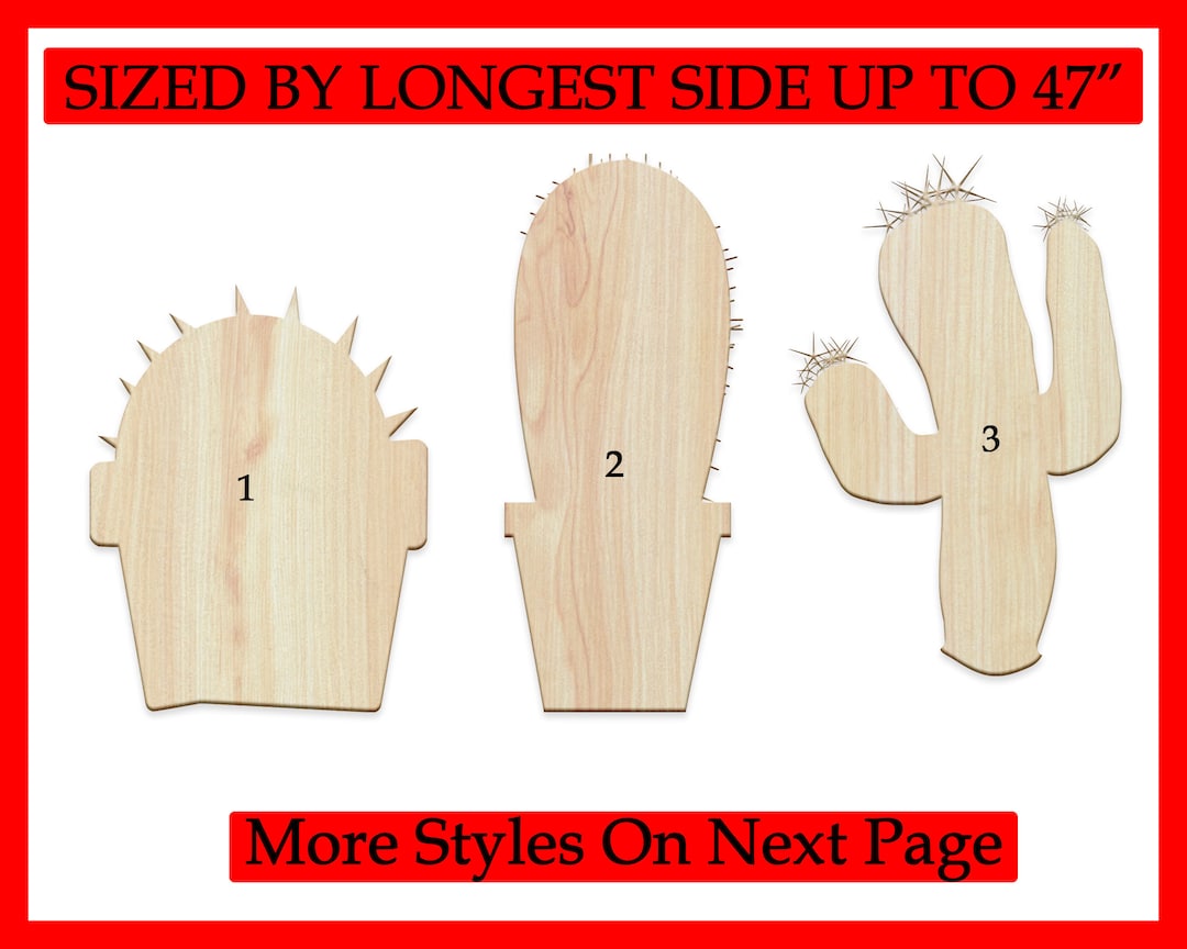 Unfinished Wooden Cactus Shape - Cactus Silhouettes -desert Cactus Wood ...