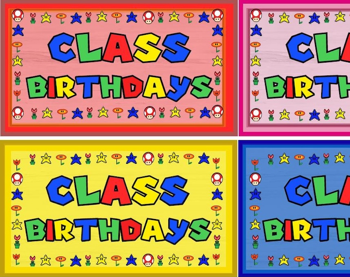Super Mario Inspired Themed Classroom Birthday Set - Digital File - Etsy