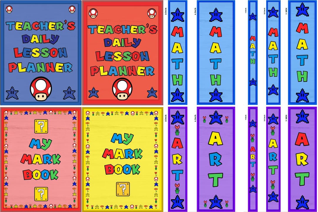 Super Mario Inspired Editable and Non-editable Binder Covers With ...