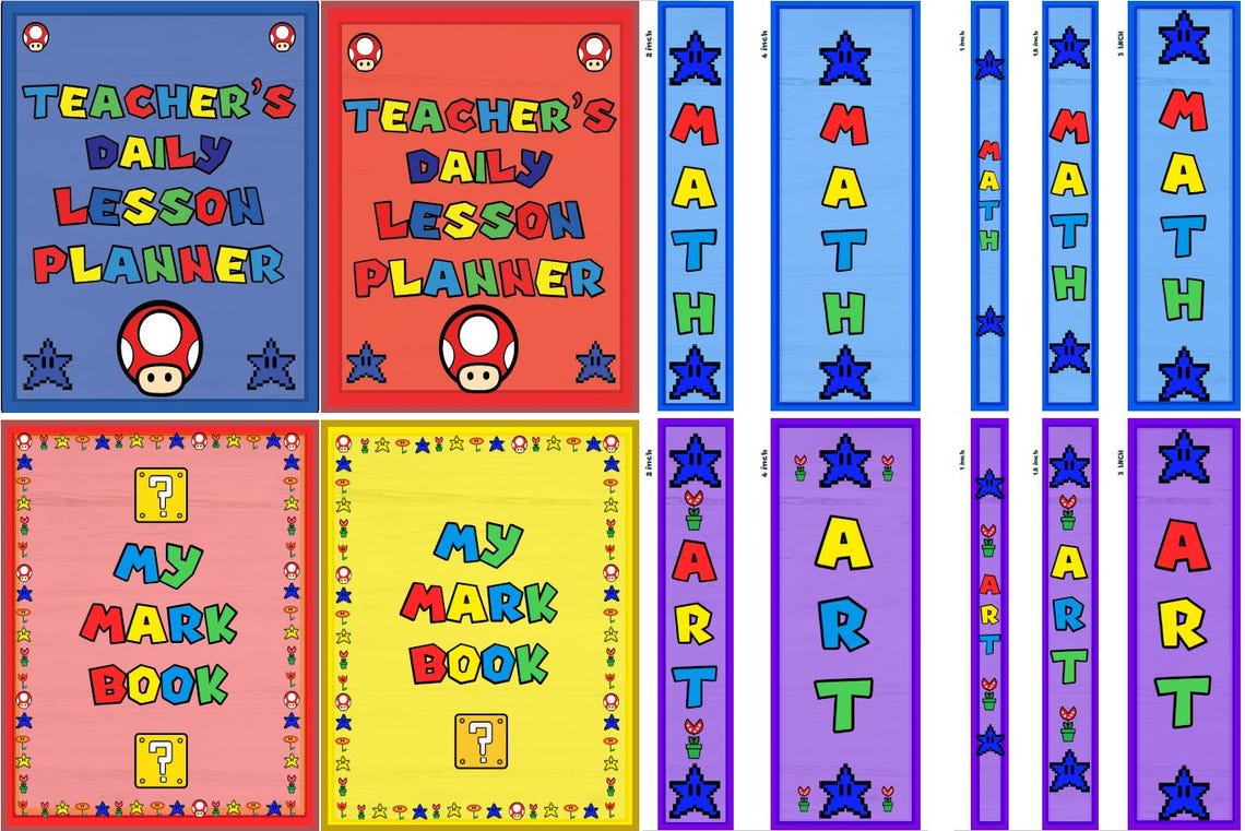 Super Mario Inspired Editable and Non-editable Binder Covers With ...
