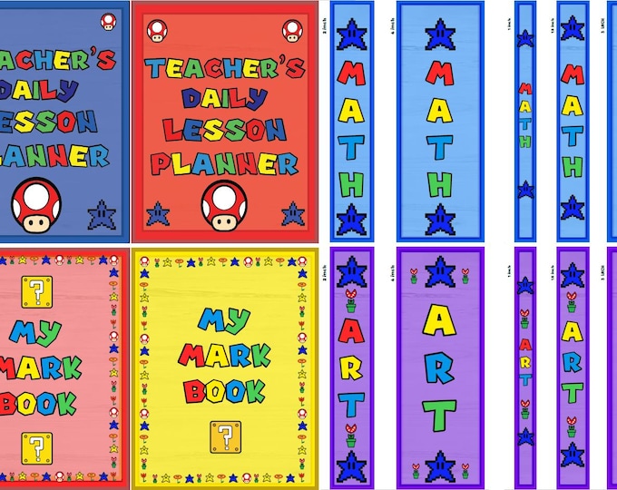 Super Mario Inspired Editable and Non-editable Binder Covers With ...