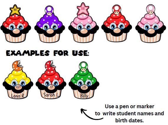 Super Mario Inspired Themed Classroom Birthday Set - Digital File - Etsy