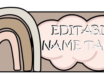 Editable Classroom Name Tags, Art Deco Boho Elementary School Decor ...