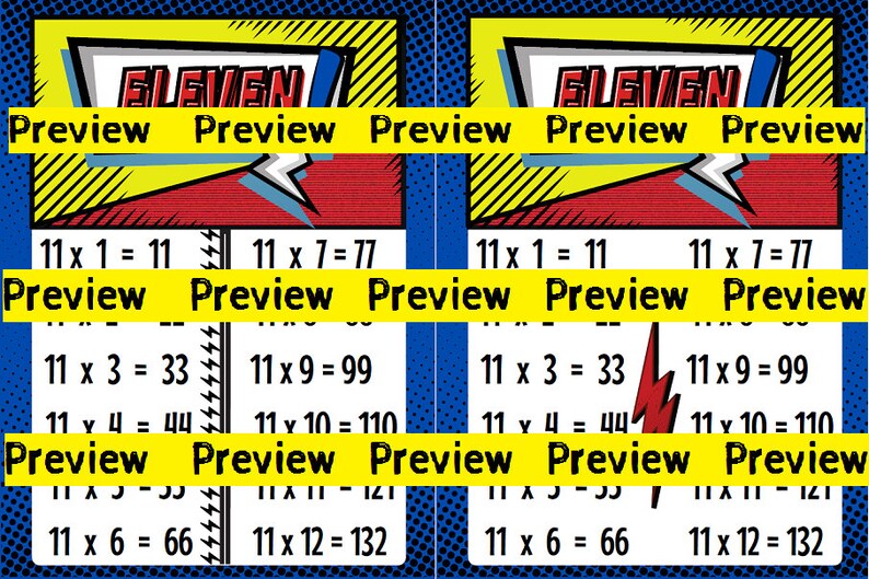 Super Hero Themed Multiplication Charts - 3 Formats - Etsy