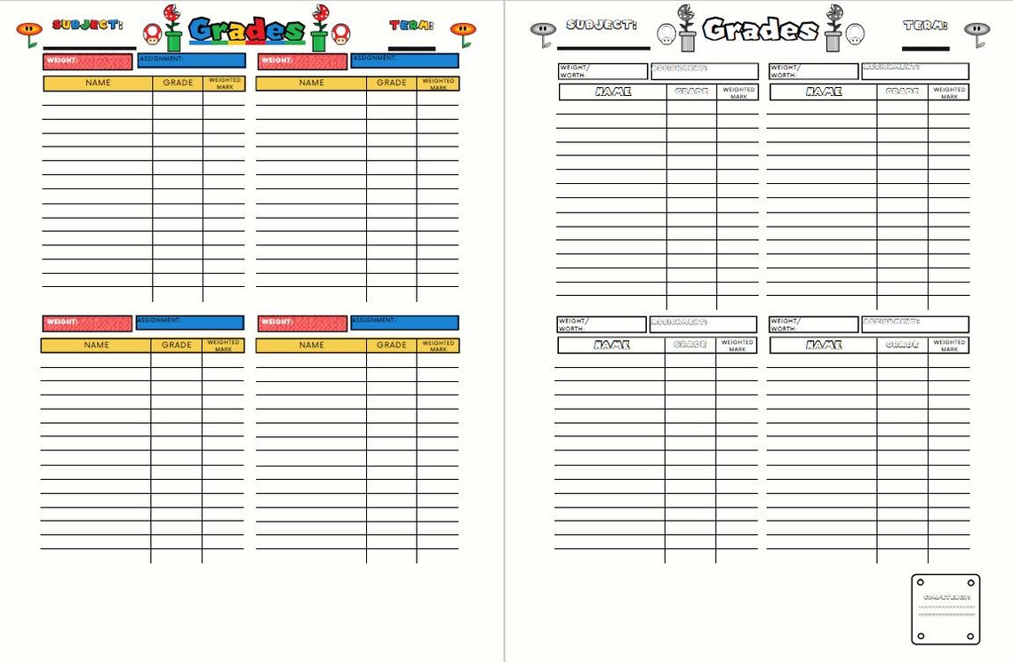 Mario Inspired Themed Assignment Tracker Checklist for Teachers - Etsy