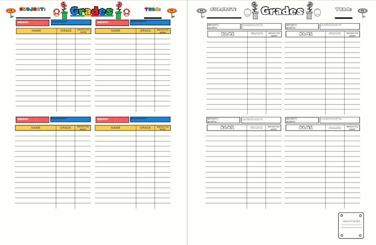 Mario Inspired Themed Assignment Tracker Checklist for Teachers - Etsy