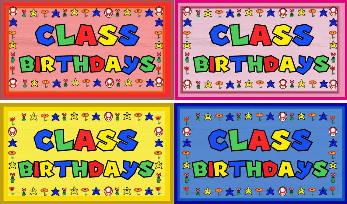 Super Mario Inspired Themed Classroom Birthday Set - Digital File - Etsy