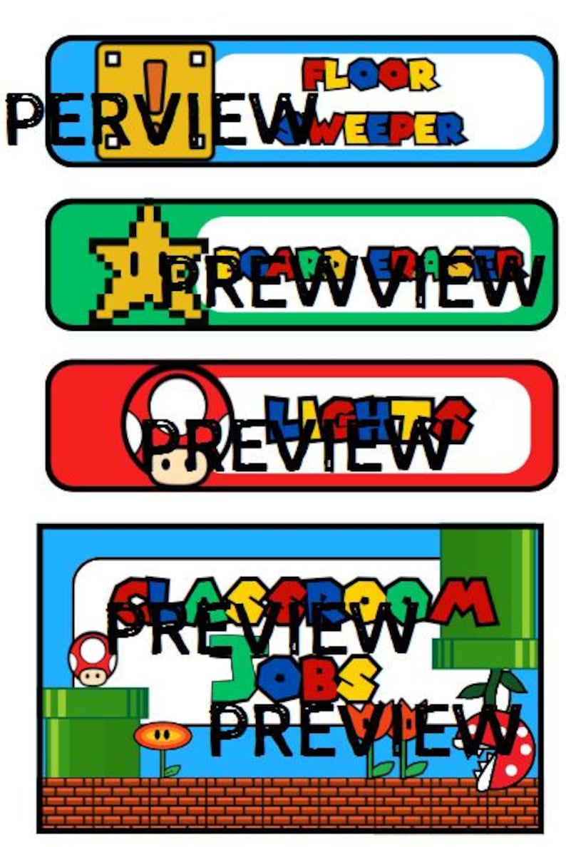 Super Mario Inspired Class Jobs for Teachers and Daycares - With 25 ...