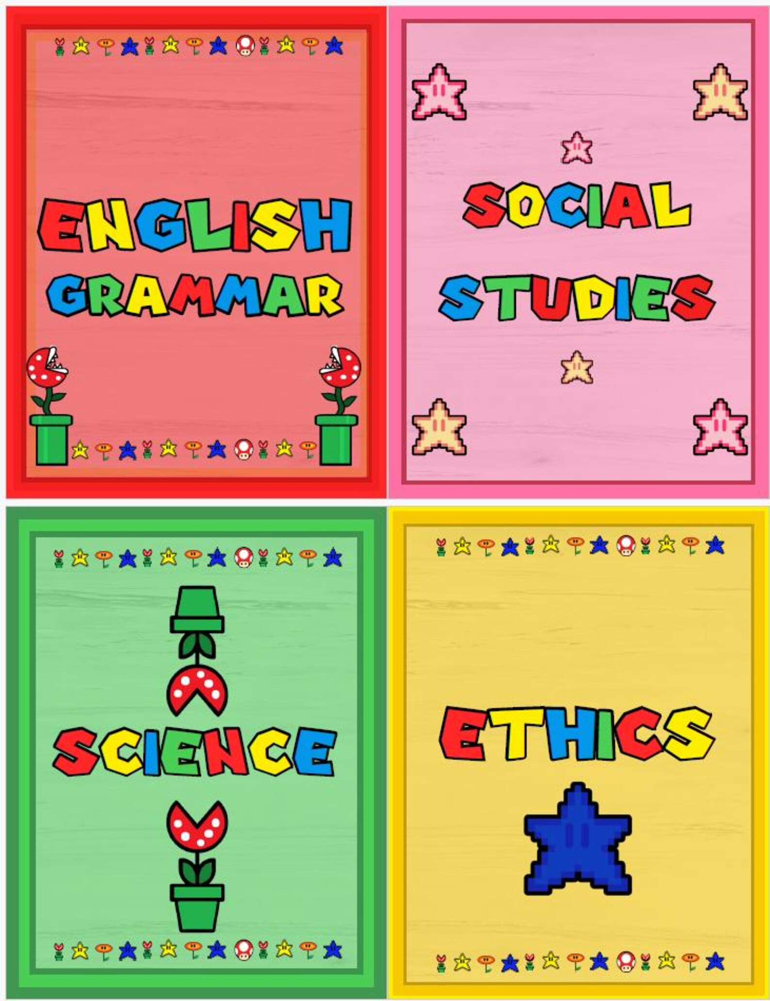 Super Mario Inspired Editable and Non-editable Binder Covers With ...