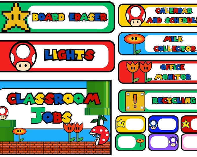 Super Mario Inspired Class Jobs for Teachers and Daycares - With 25 ...