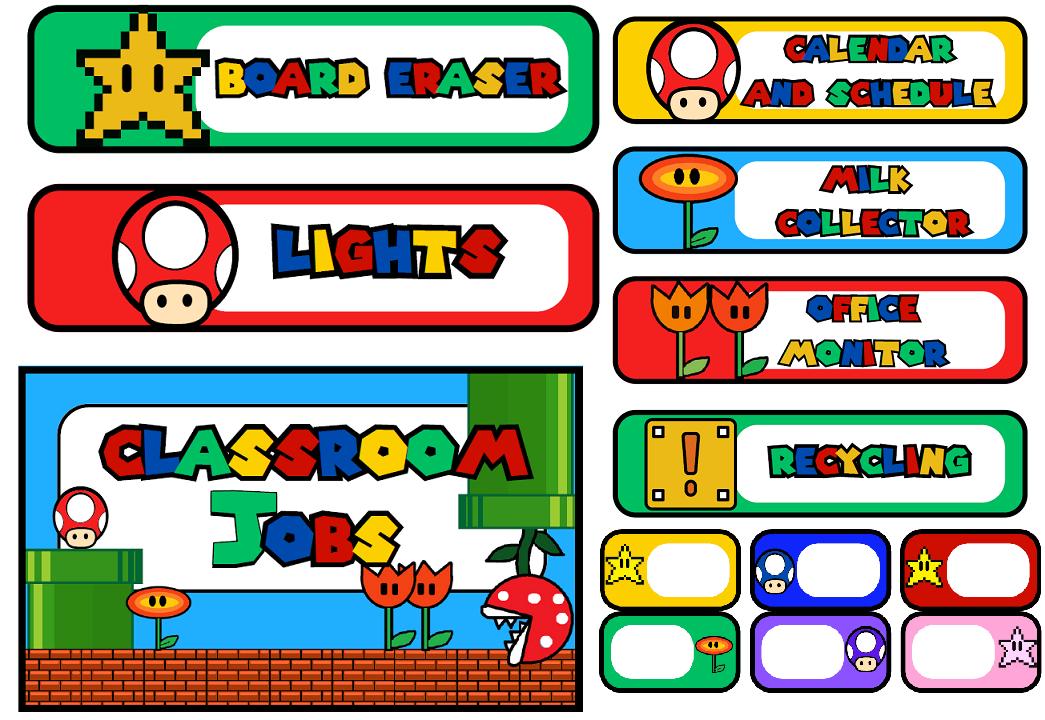 Super Mario Inspired Class Jobs for Teachers and Daycares - With 25 ...