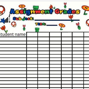 Mario Inspired Themed Assignment Tracker Checklist for Teachers - Etsy