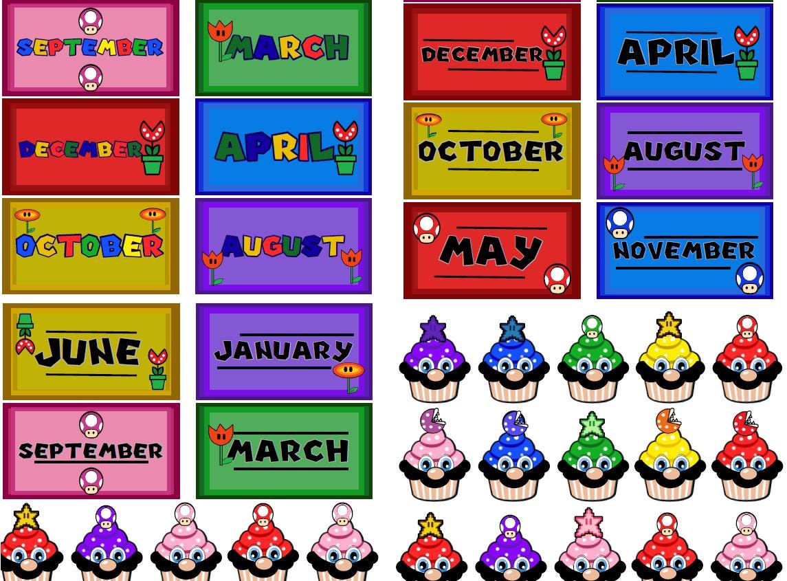Super Mario Inspired Themed Classroom Birthday Set - Digital File - Etsy