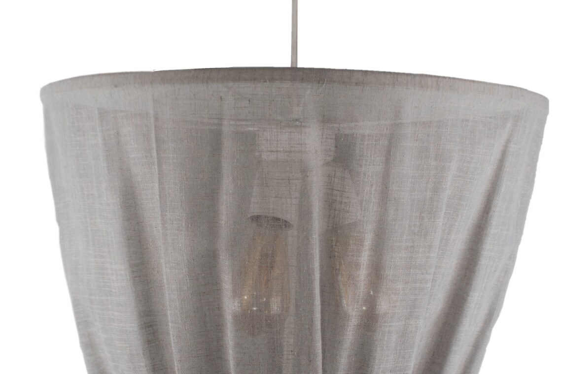 Jhina Boho Gray Linen Ceiling Light Bedroom Decoration - Etsy