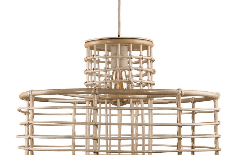 Open Basket Boho Pendant Light Rattan Handmade Basket Ceiling Fixture ...