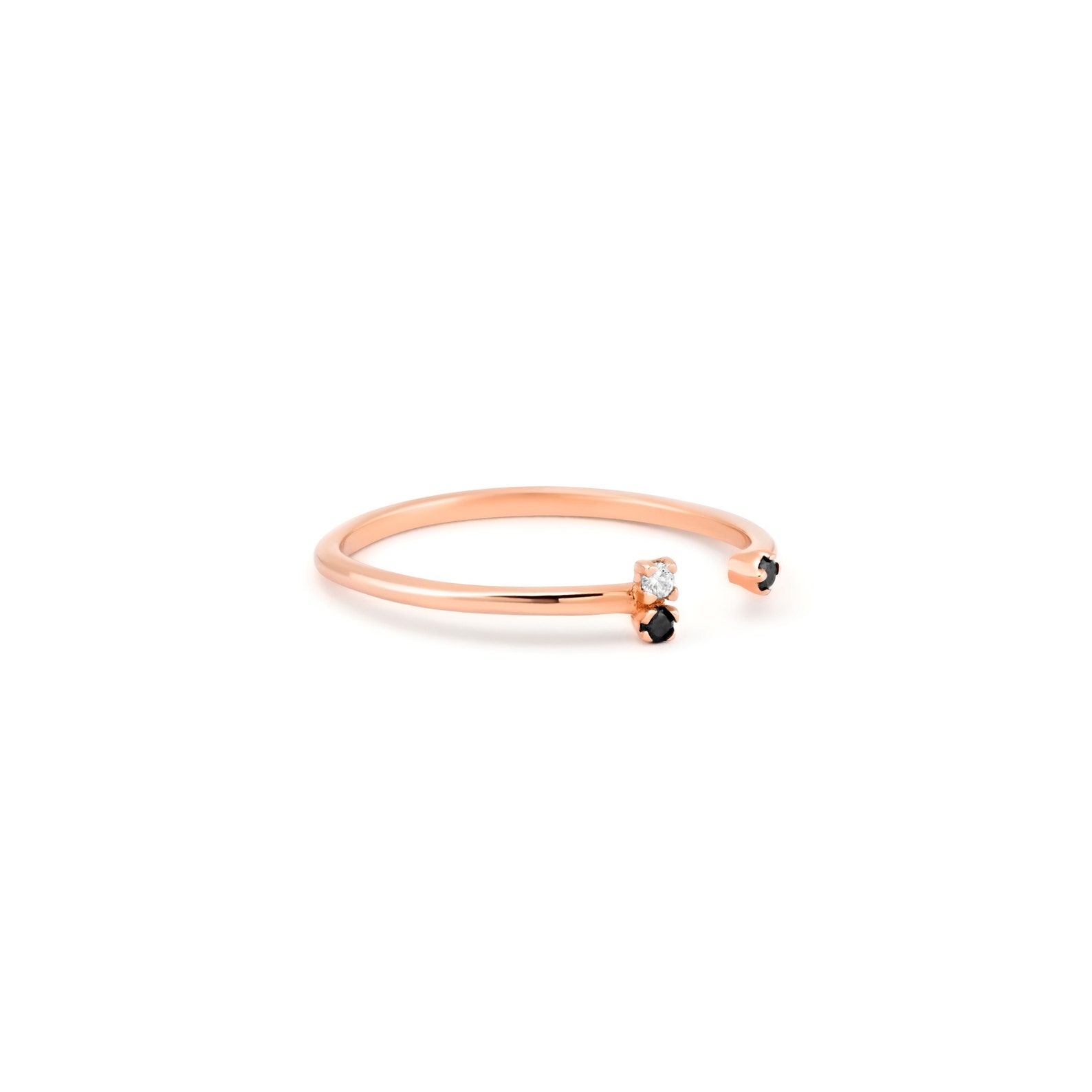 Open Diamond Ring, Diamond Ring Solid 14K Gold, Open End Claw Thin ...