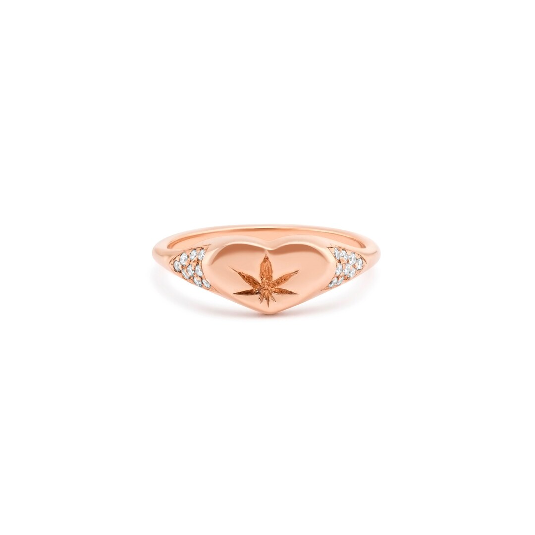 Canabis Leaf Ring, 14K Gold Ring Small Pot Leaf Ring, Pot Leaf Jewelry ...
