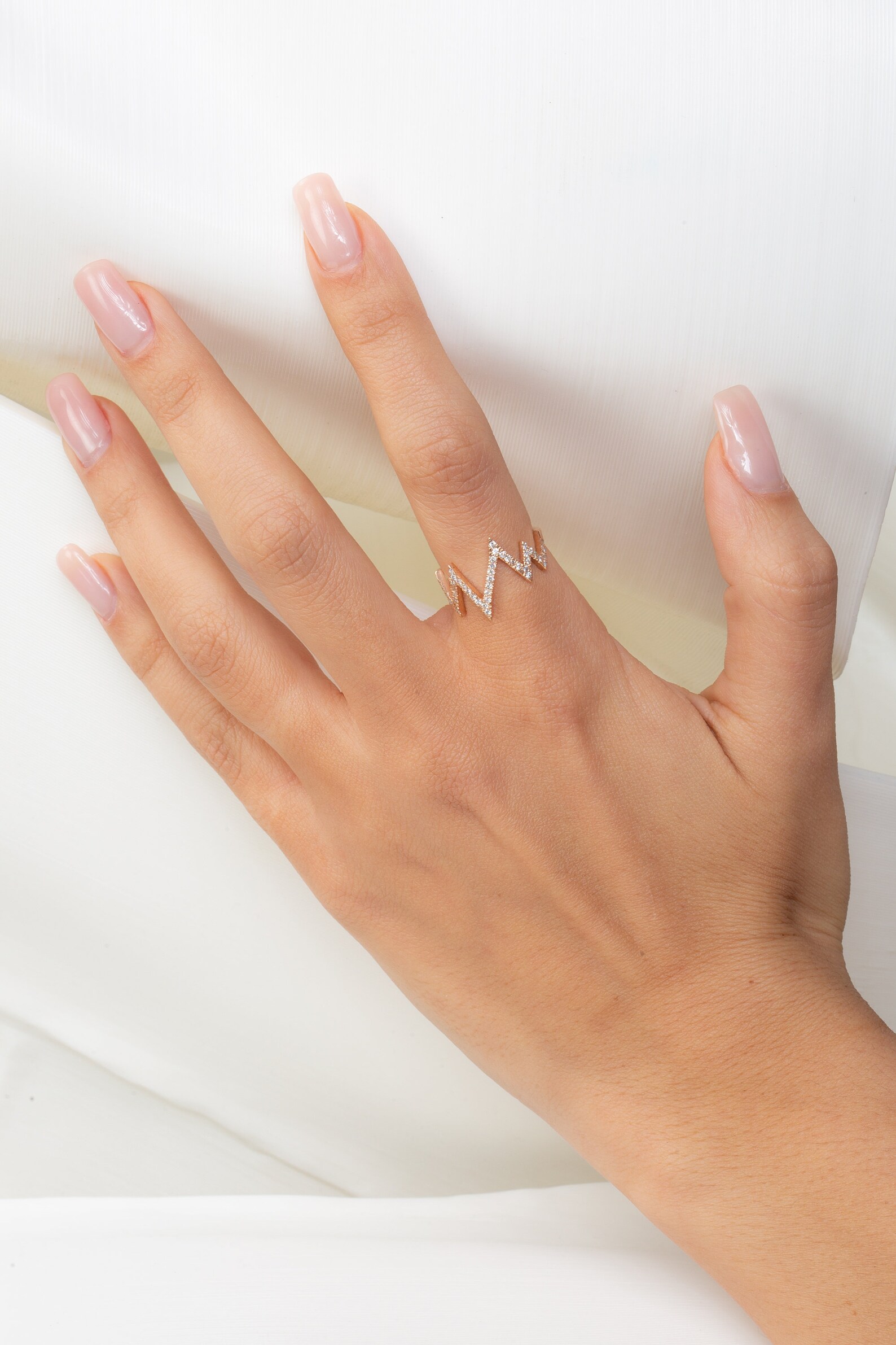 Diamond Zig Zag Ring 14k solid gold Stackable Ring Zig Zag | Etsy