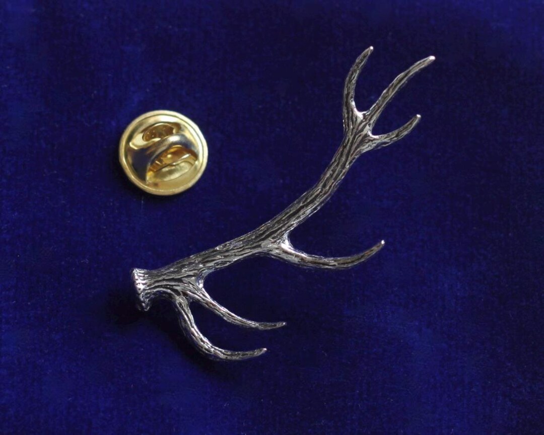 Stag Antler Pewter Lapel Pin Badge With Gift Pouch - Etsy