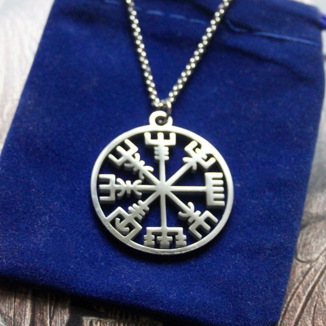 Double-sided Stainless Steel Vegvisir viking St. Christopher Rune Norse ...