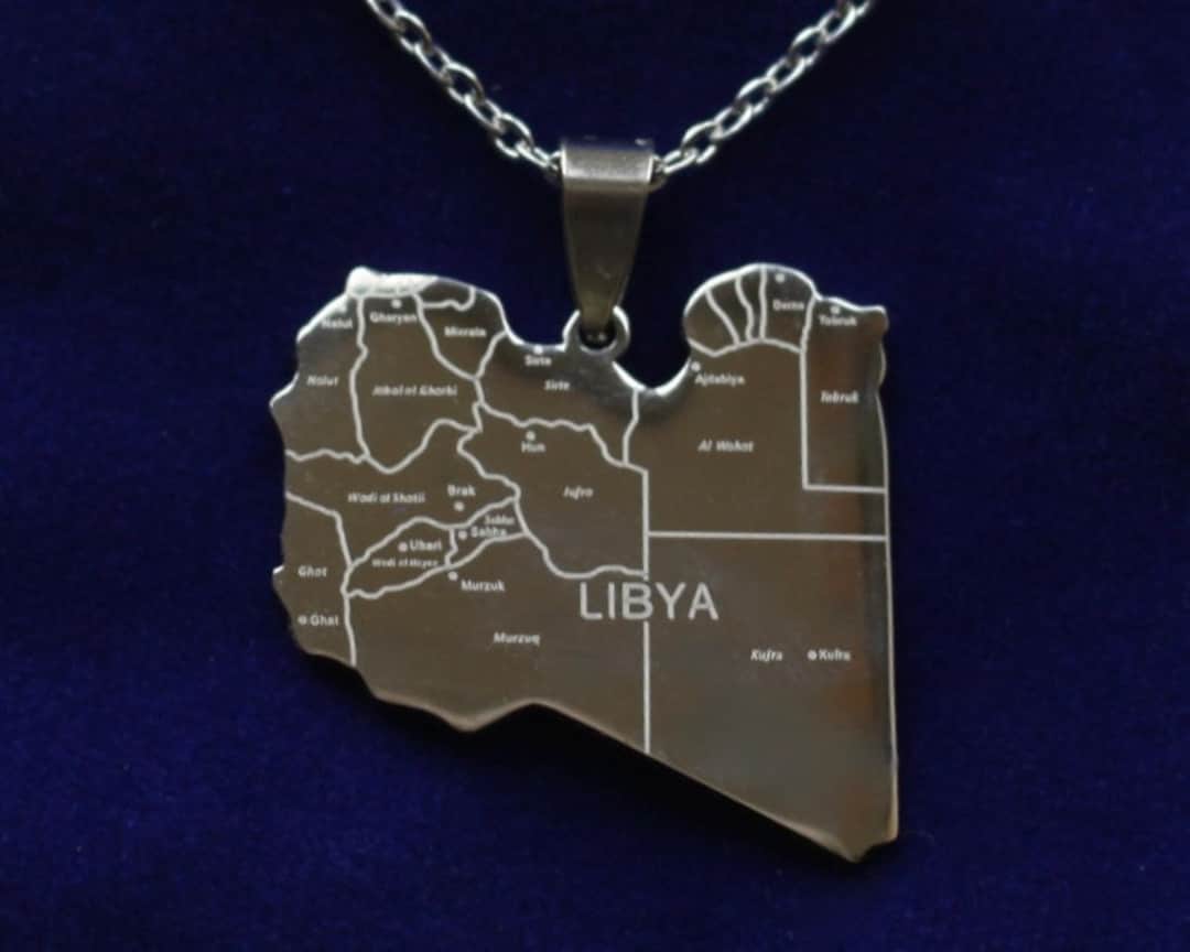 Libya Map Stainless Steel Pendant Necklace With Gift Pouch - Etsy