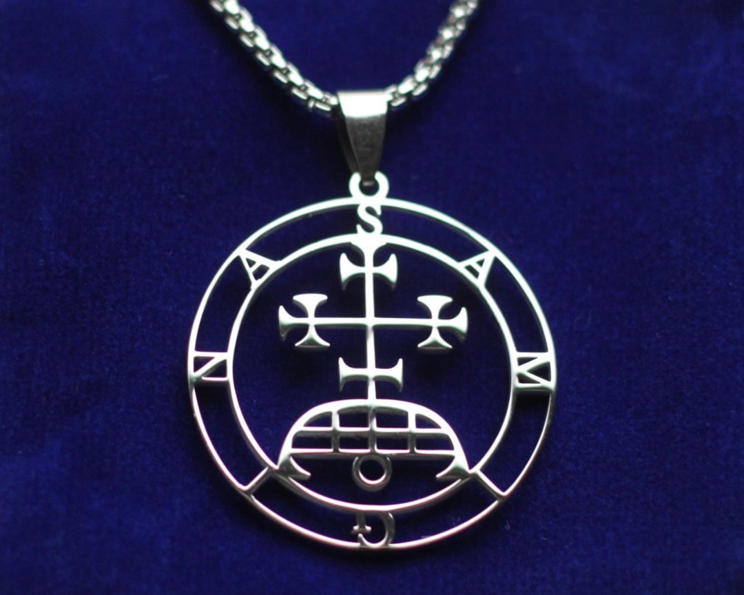 Samigina Sigil Goetia Solomon Demon Seal Collar con colgante con bolsa ...