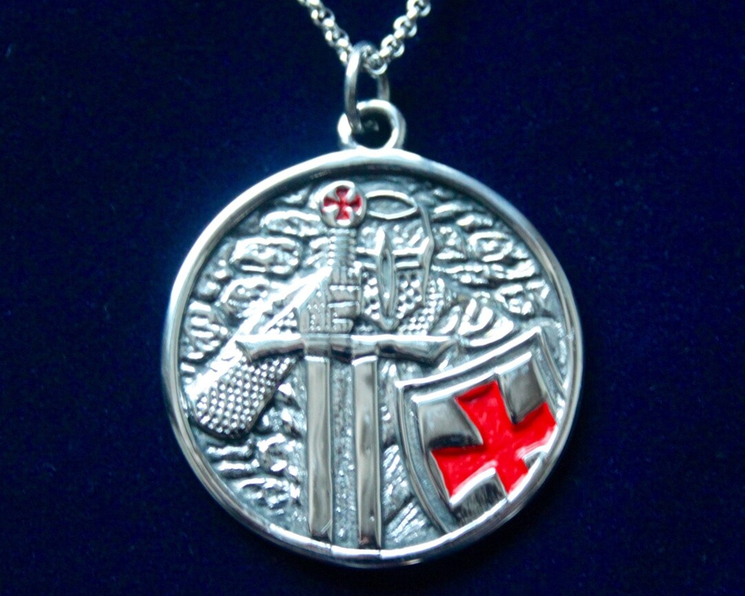 Collier chaîne pendentif Templiers médiévaux avec pochette cadeau ...