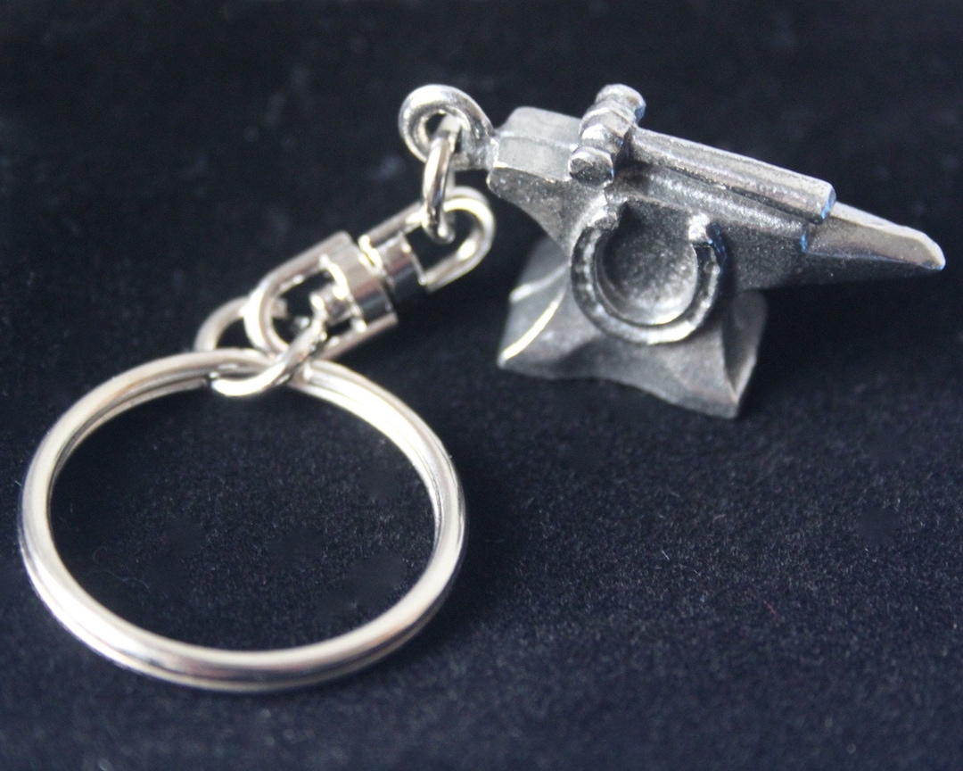 Solid Pewter Anvil Keyring With Gift Pouch - Etsy