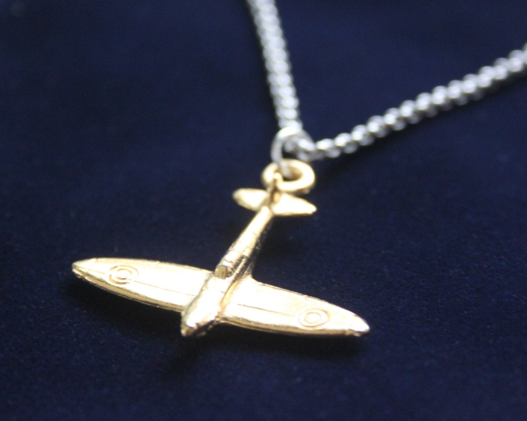 Gold Plated Spitfire Pendant Necklace With Stainless Steel Chain and ...
