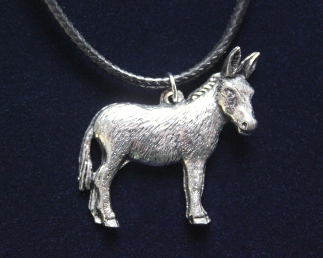 Donkey Pewter Pendant Cord Necklace With Gift Pouch - Etsy