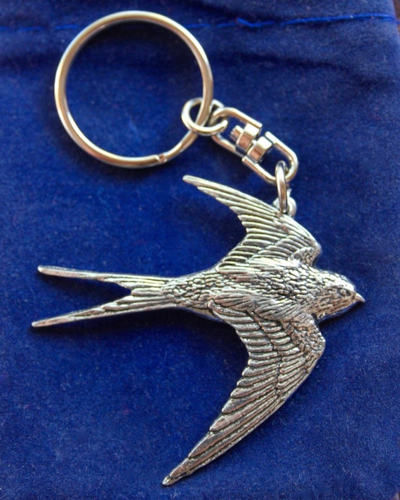 Swallow Pewter Keyring With Gift Pouch | Etsy