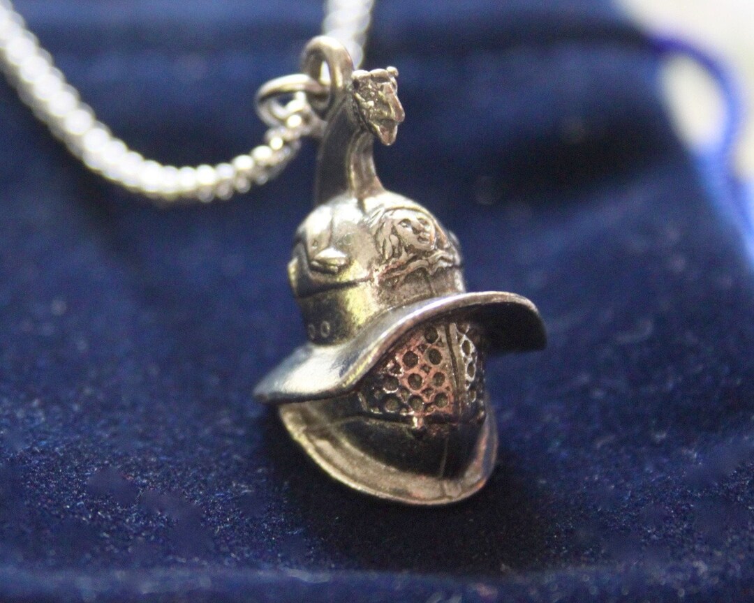 Roman Gladiator Helmet Pewter Pendant Chain Necklace With Gift Pouch - Etsy