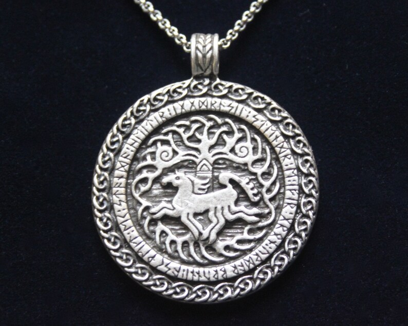 Sleipnir and Yggdrasil Viking Rune Pendant Necklace With Gift | Etsy
