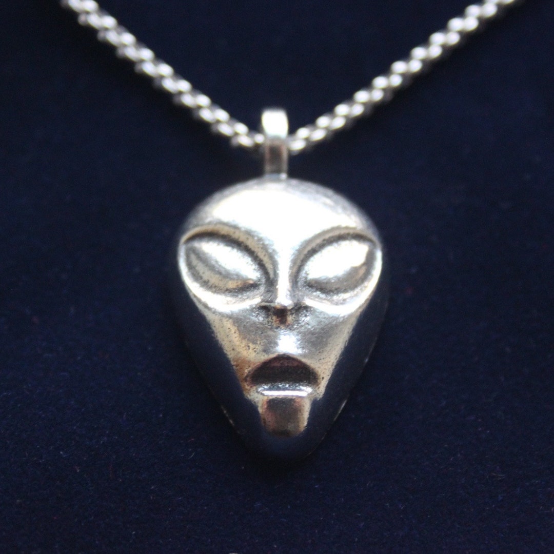 Alien Pewter Pendant Chain Necklace With Gift Pouch - Etsy