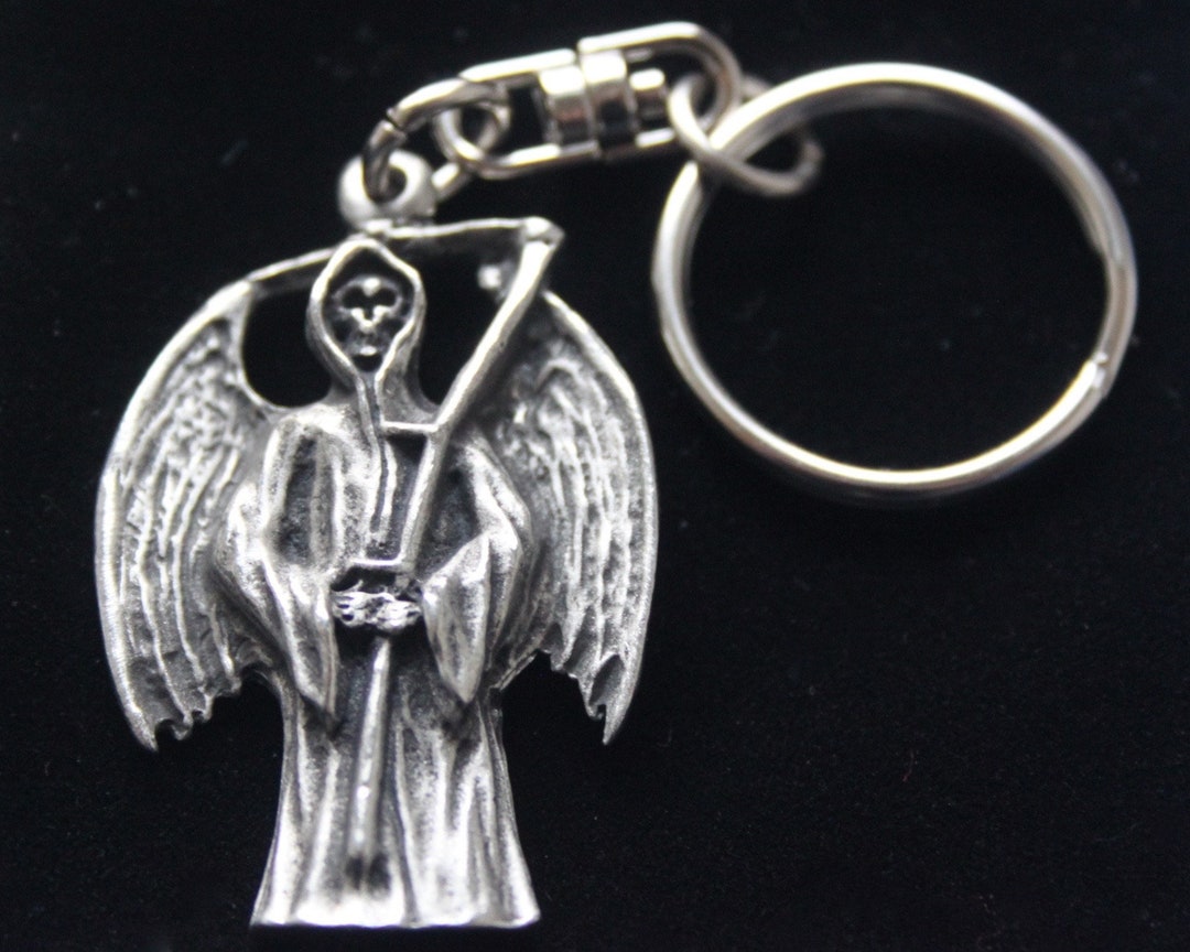 Grim Reaper Pewter Keyring With Gift Pouch - Etsy