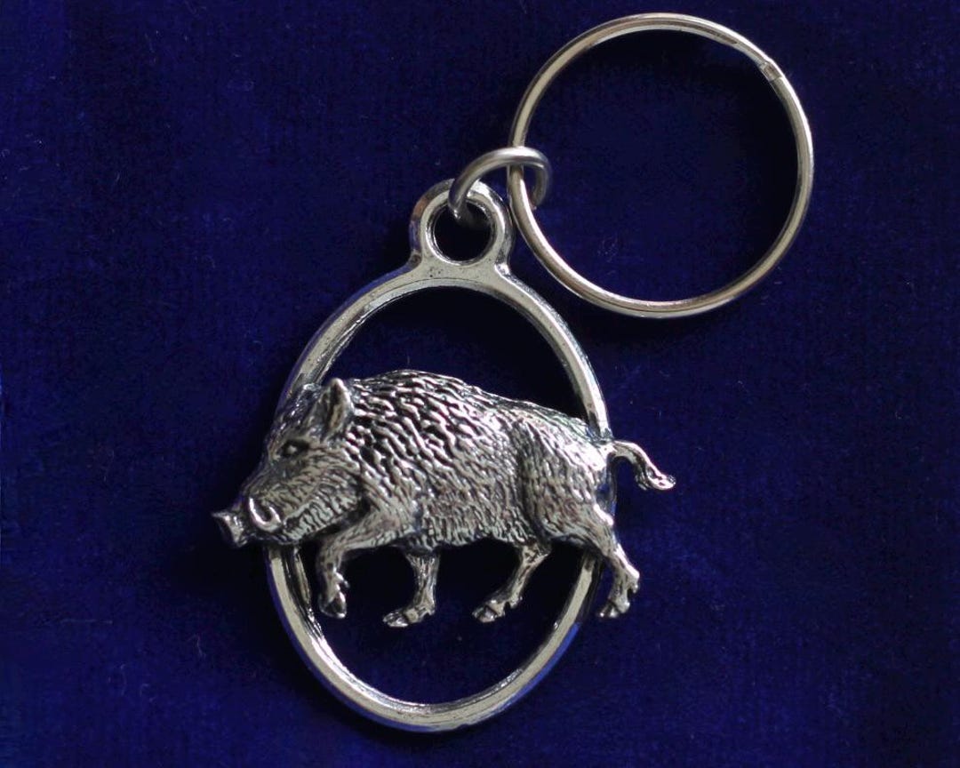 Wild Boar Keyring | Wild Boar Present Idea | Silver Pewter and ...