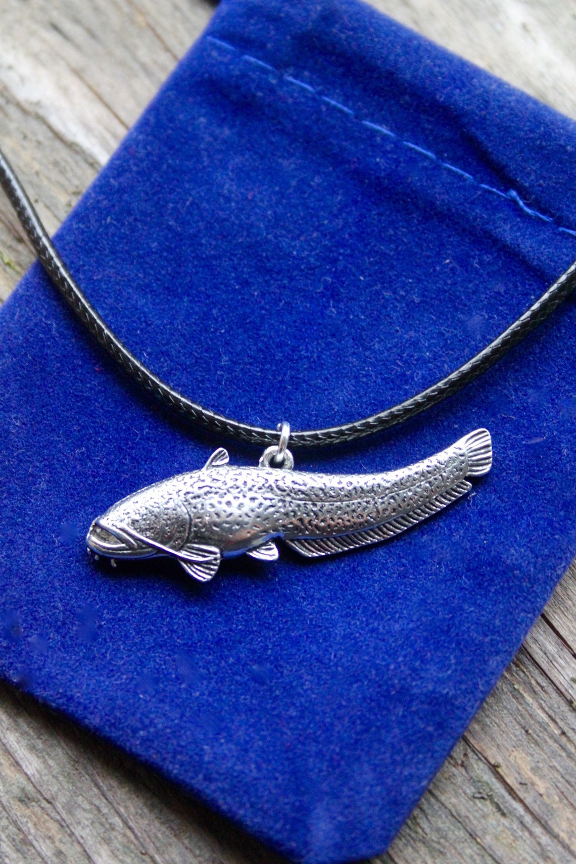Catfish Pewter Pendant Necklace With Gift Pouch - Etsy