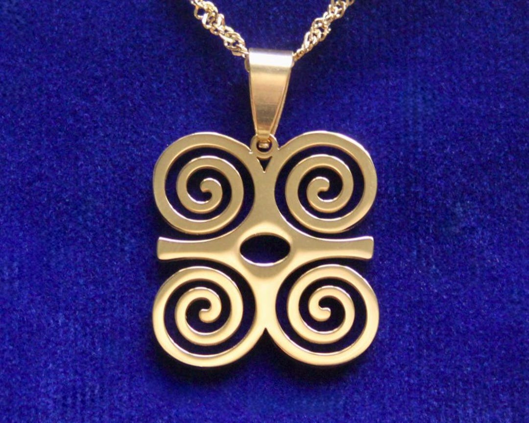 Dwennimmen Adinkra Gold Stainless Steel Pendant Necklace With Gift ...