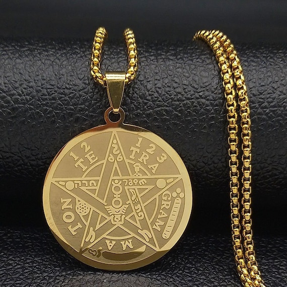Gold Coloured Tetragram Tetragrammaton Pendant Necklace With - Etsy