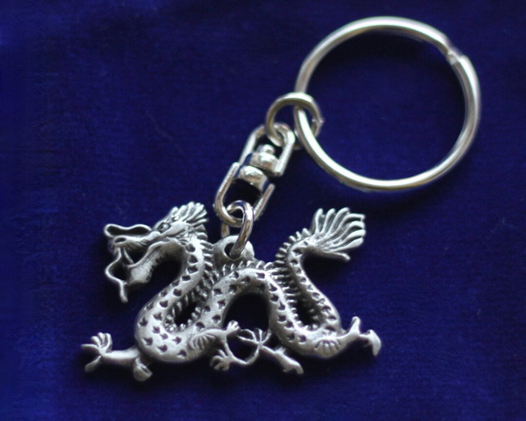 Chinese Dragon Keyring | Dragon Present Idea | Silver Pewter and ...