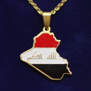 Republic of Iraq Map and Flag Pendant Necklace With Gift Pouch - Etsy