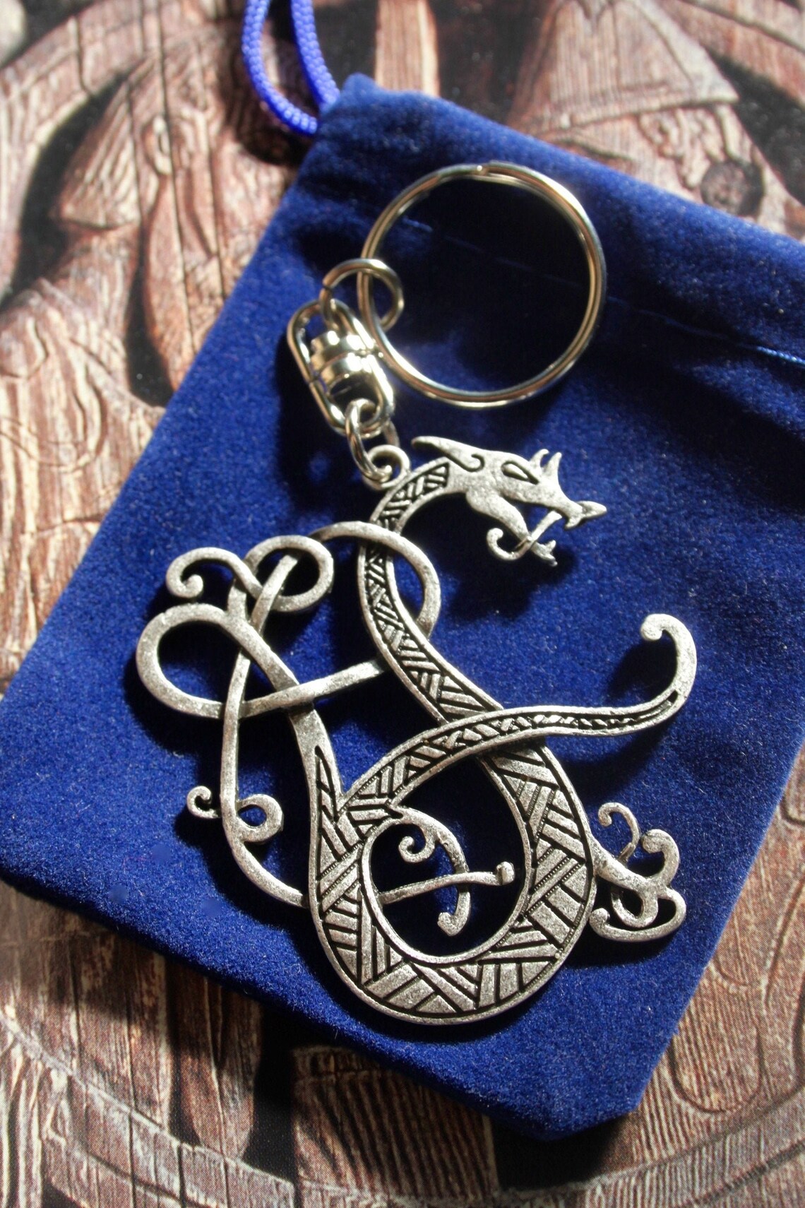 Double-sided Viking Norse Dragon Keyring With Gift Pouch | Etsy